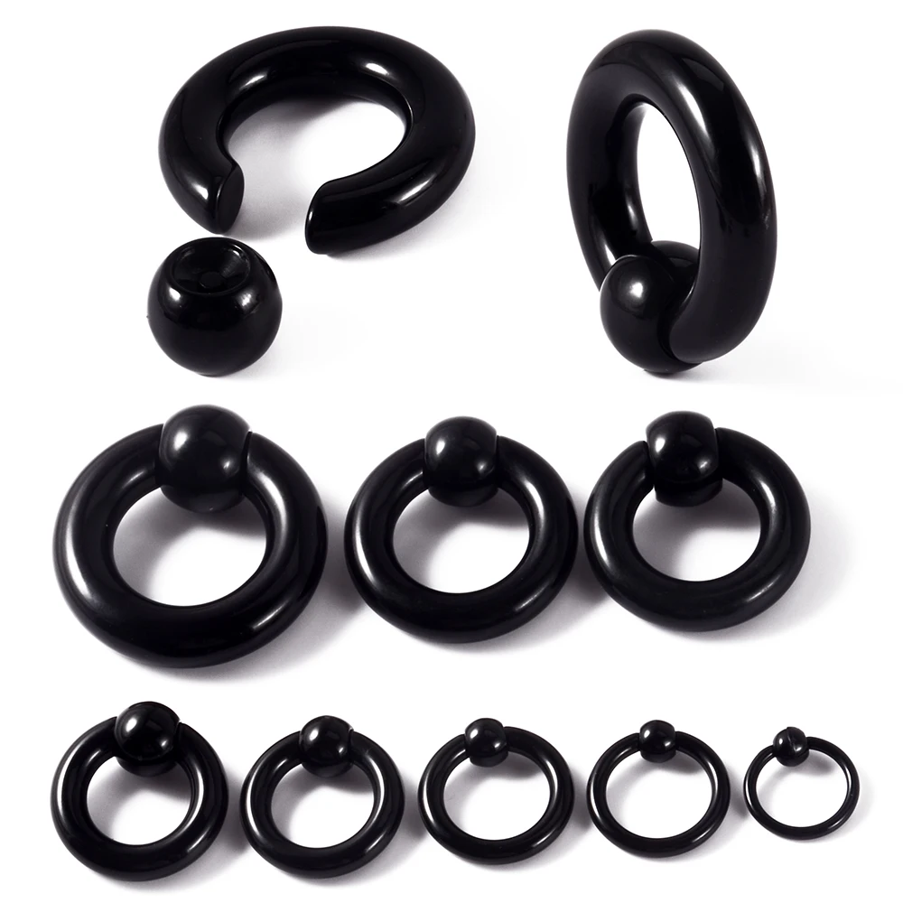 1PC-Black-Acrylic-Big-Large-Size-BCR-Giant-Captive-Bead-Ring-Ear-Taper ...