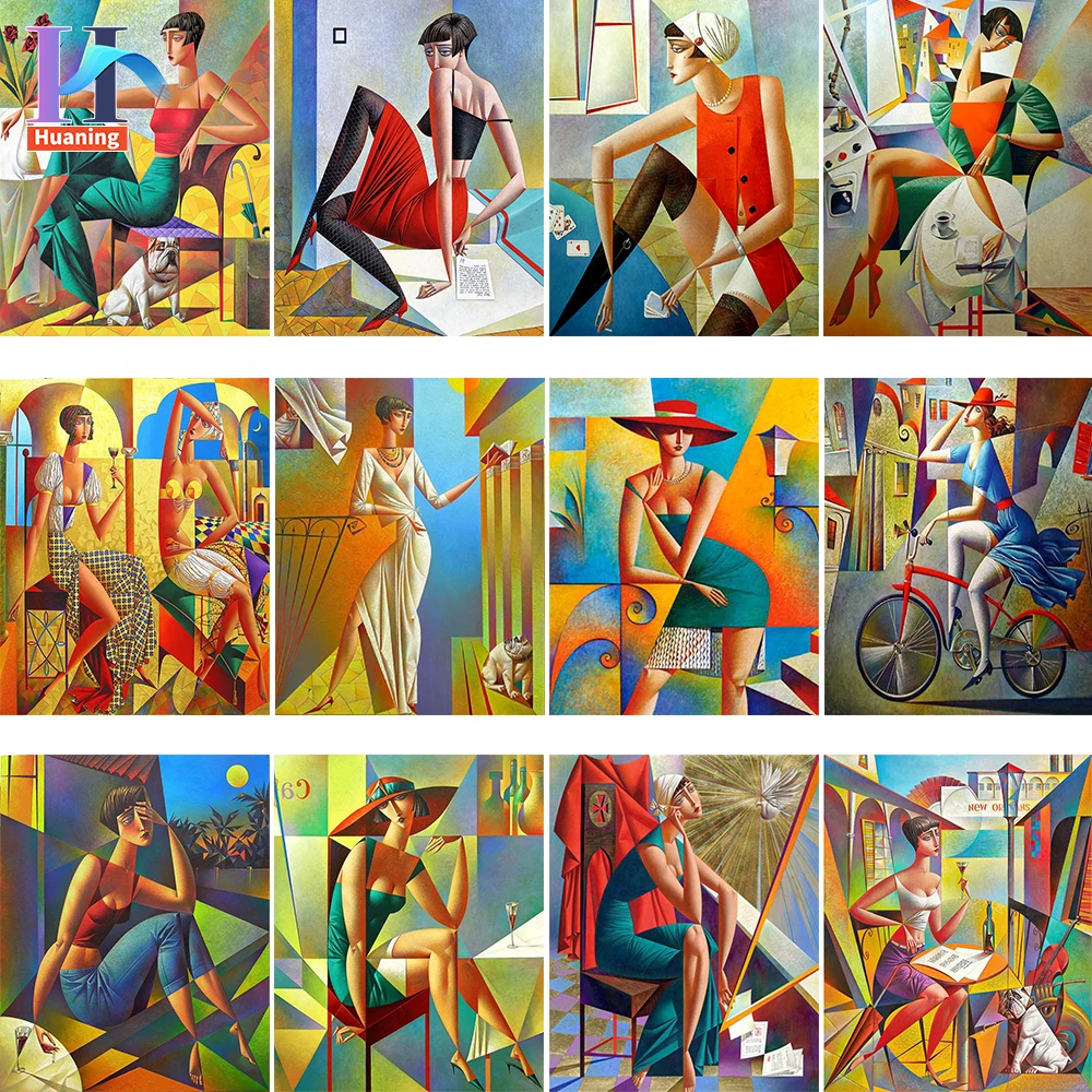 Diy-Painting-By-Numbers-Abstract-Contemporary-Cubist-Painting-Paint-By ...