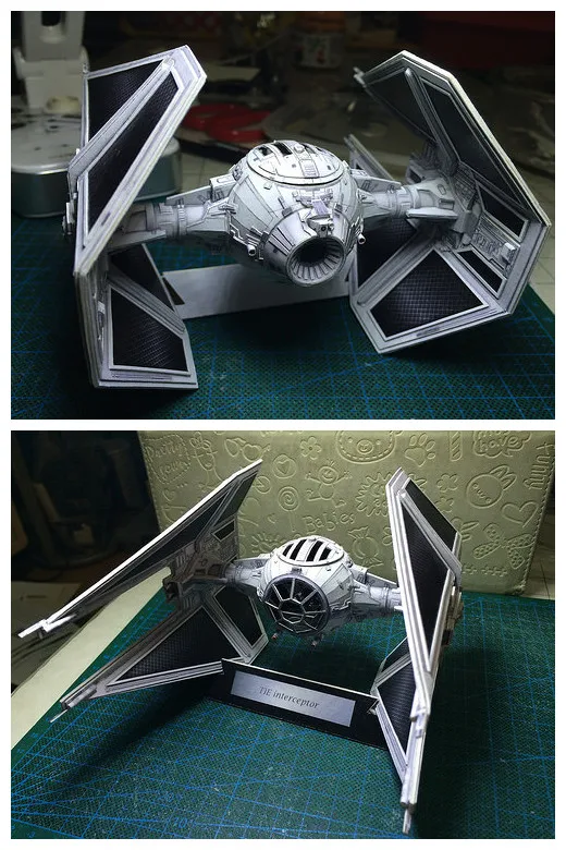 TIE interceptor DIY Handcraft PAPER MODEL KIT Handmade Toy Puzzles