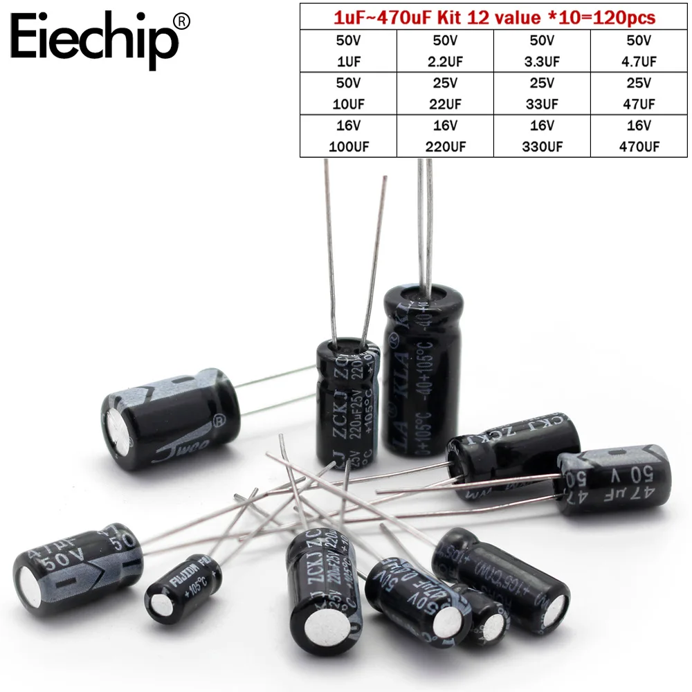 1uF ~ 470uF Capacitors set 12 value *10pcs Electrolytic Capacitor ...
