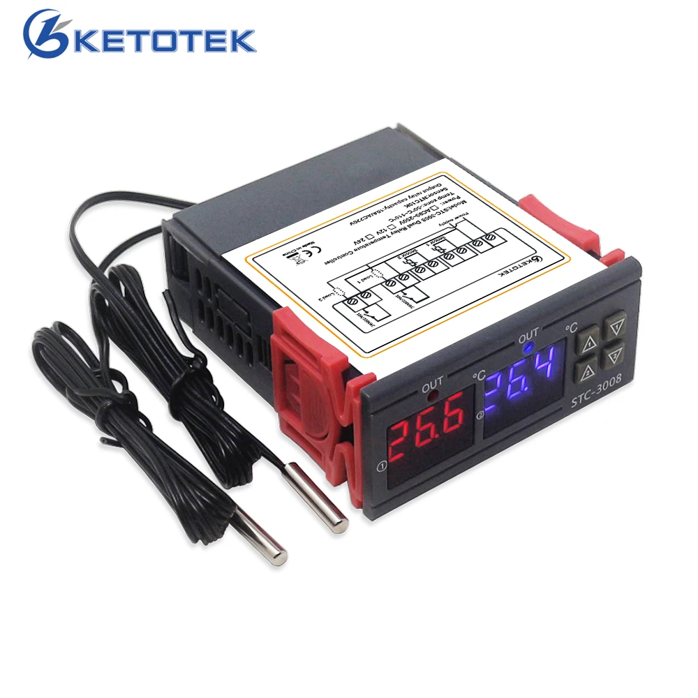 Stc-3008 Kt99 Dual Digital Temperature Controller Two Relay Output 12v ...