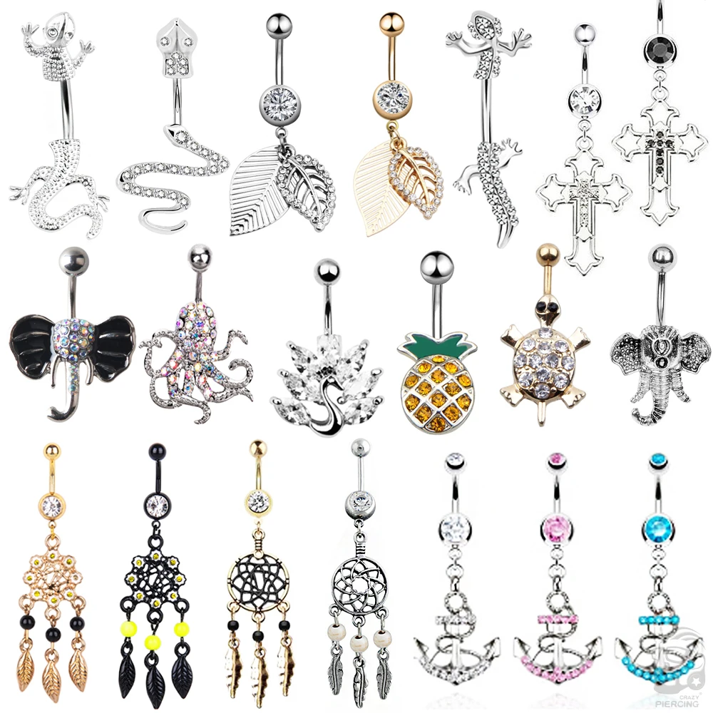 1-pz-coniglio-serpente-ombelico-anelli-ombelico-14g-croce-Piercing ...