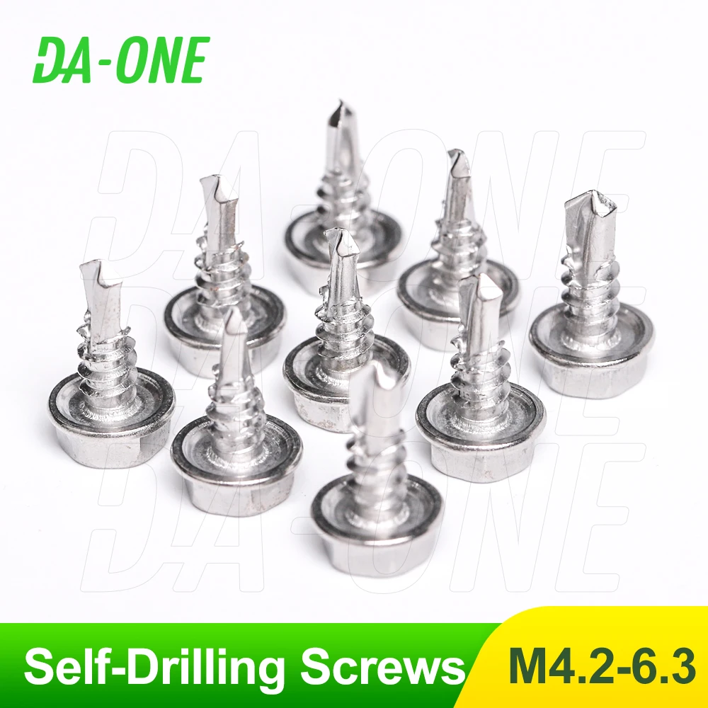外部六角セルフタッピングネジボルトM4.2 M4.8 M5.5 M6.3 5/20個410ステンレス鋼フランジアリセルフドリルねじ|ネジ| - AliExpress