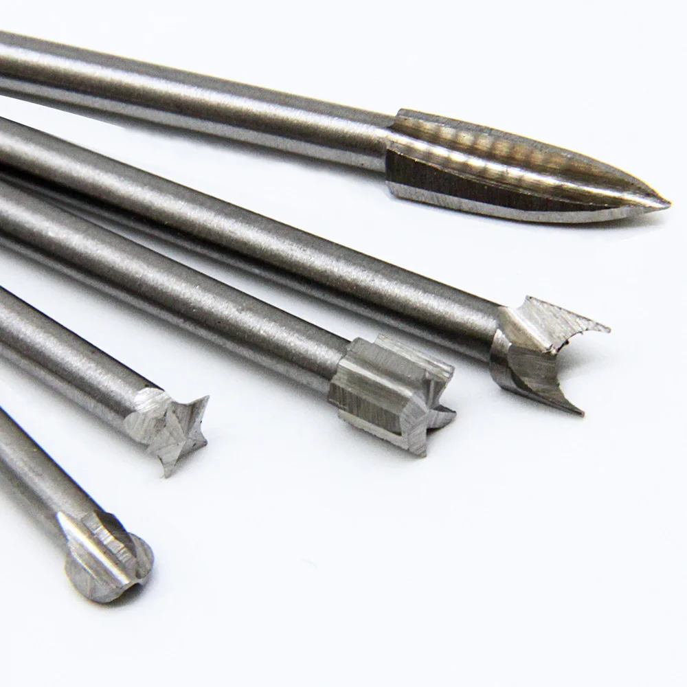 5pcs 3mm Shank HSS Milling Cutters Engraving Bits Set Sharp Edges ...