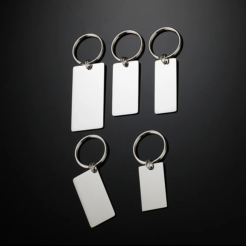 100% Stainless Steel Rectangle Charm Keychain Blank For Engrave Metal ...