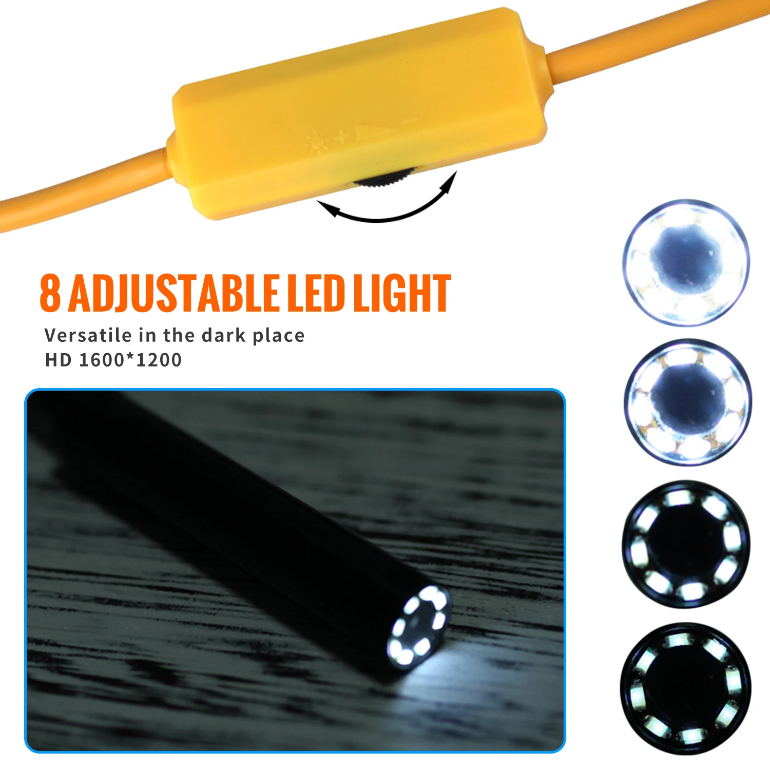 10M - JAUNE - Caméra endoscopique sans fil F130, 8mm, étanchéité IP68 ...