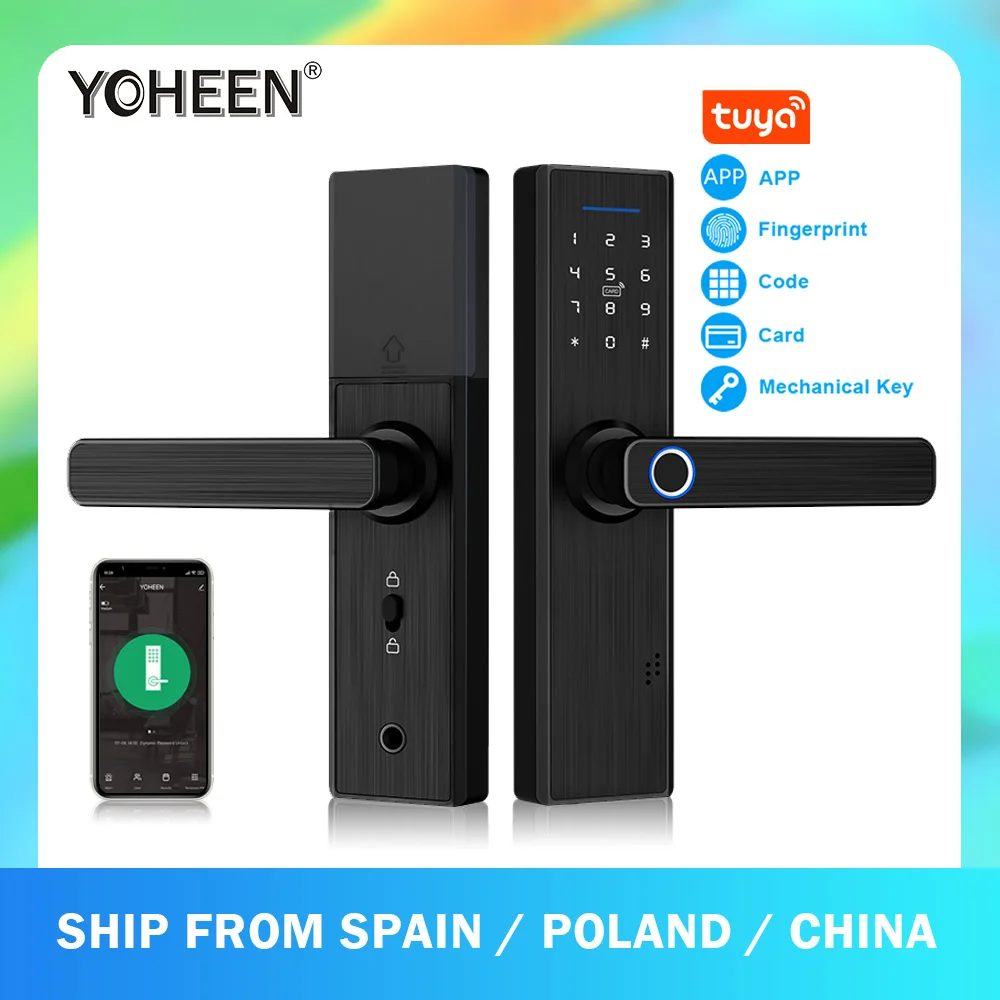 YOHEEN Wifi Electronic Smart Door Lock With Tuya App, Security Biometric Fingerprint Lock ...