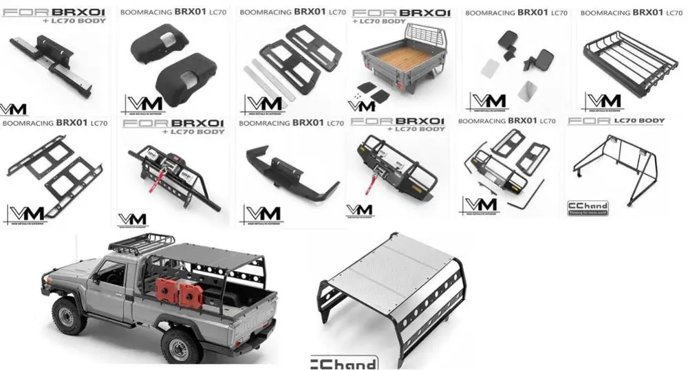 BOOMRACING BRX01 LC70 BRX01 LC70 킬러 바디 1/10 트럭 바디용 옵션 부품|부품 & 액세서리 ...