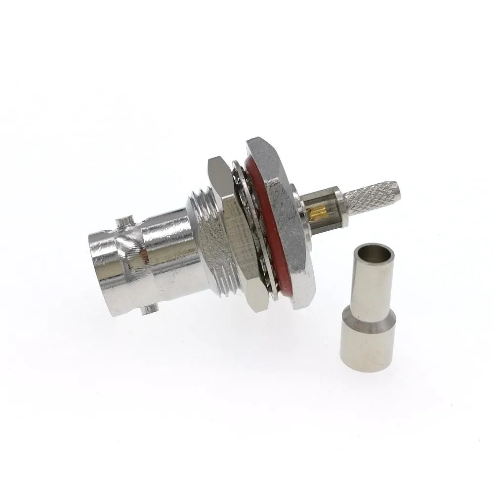 BNC Female Jack Nut Bulkhead Mount O ring Crimp For LMR100 RG316 RG174 ...