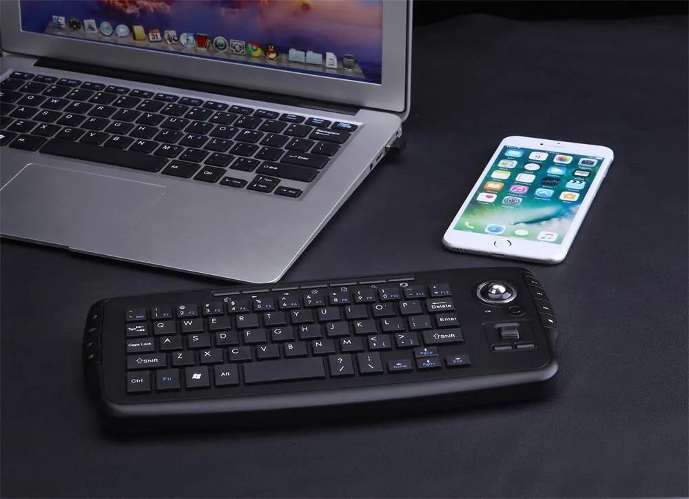 Wireless Mini Multimedia Trackball Keyboard