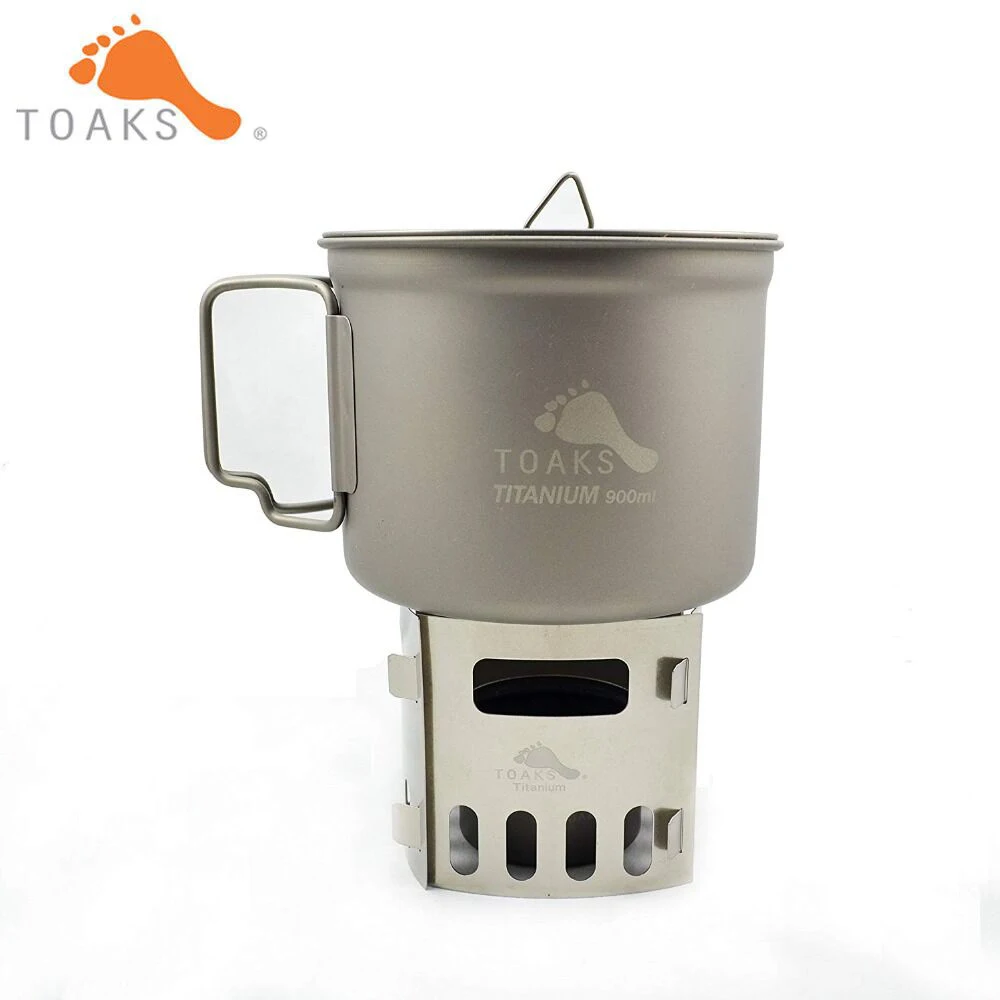 TOAKS Titanium Alcohol Stove Wood Gas Stove Burning Pot Stand Camping ...