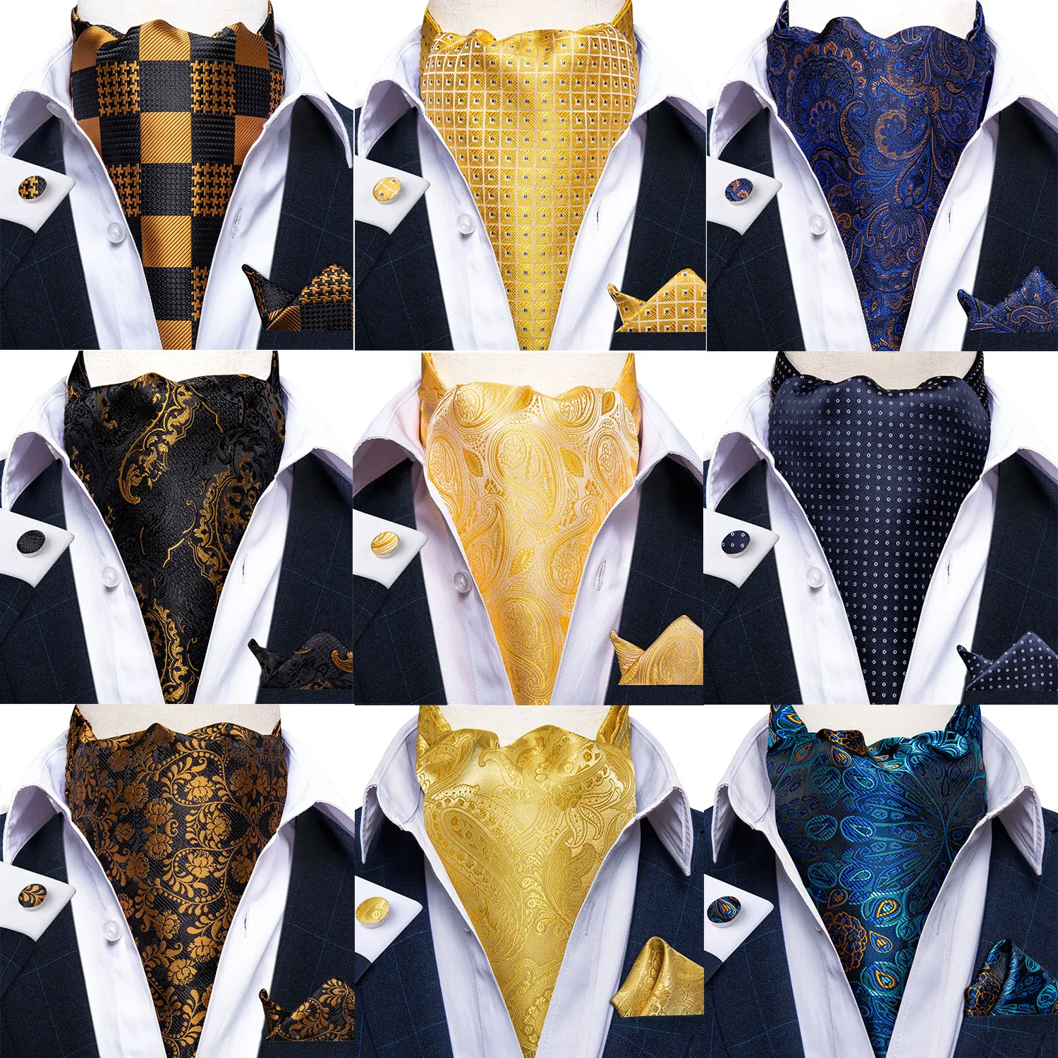 Luxury-Men-s-Vintage-Paisley-Floral-Formal-Cravat-Ascot-Tie-Self ...