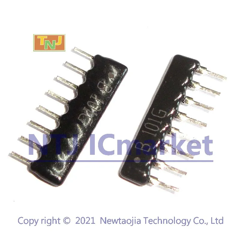 50 Pcs 8 Pin 4 Resistor Network Array B08- B , 101 101G, 102 102G, 103 ...