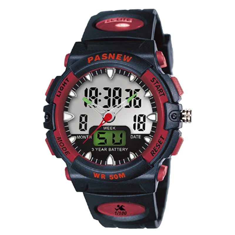 PASNEW Top Luxury Watches Men Dual Display Watch Waterproof Sport ...