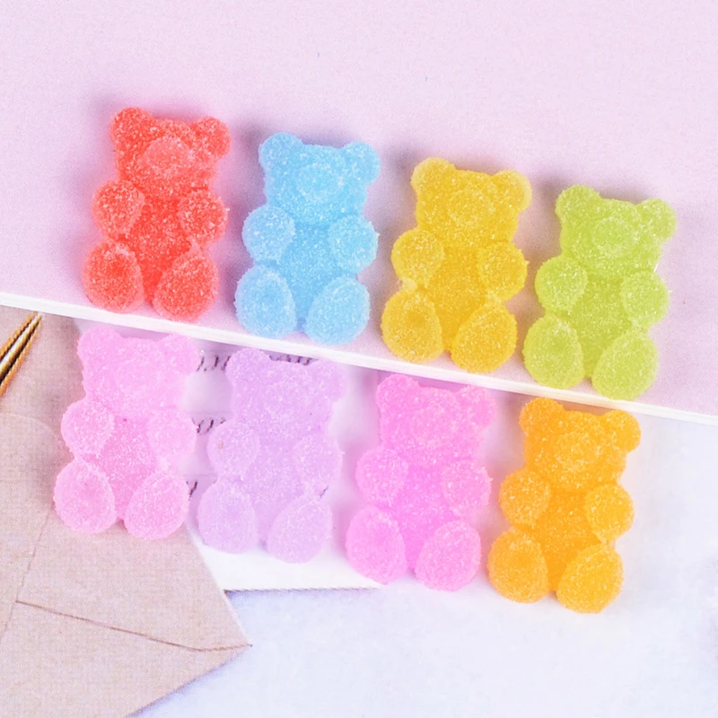 50pcs/Lot Fashion Cute Resin Soft Gummy Sugar Bear Pendant Flatback ...