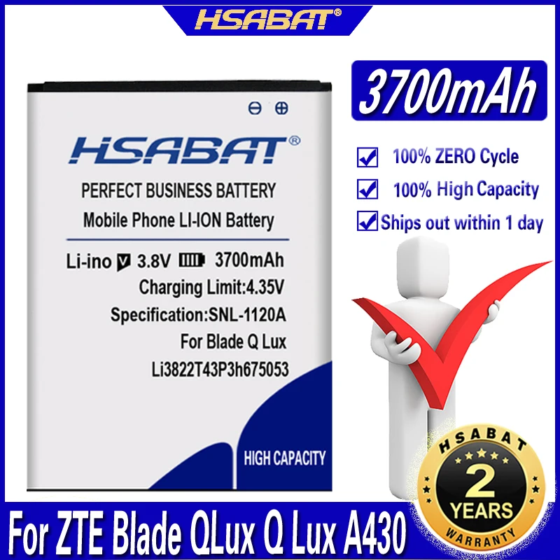HSABAT ZTE 블레이드 배터리, 3700mAh LI3822T43P3h675053 QLux Q Lux A430 무료 배송 ...