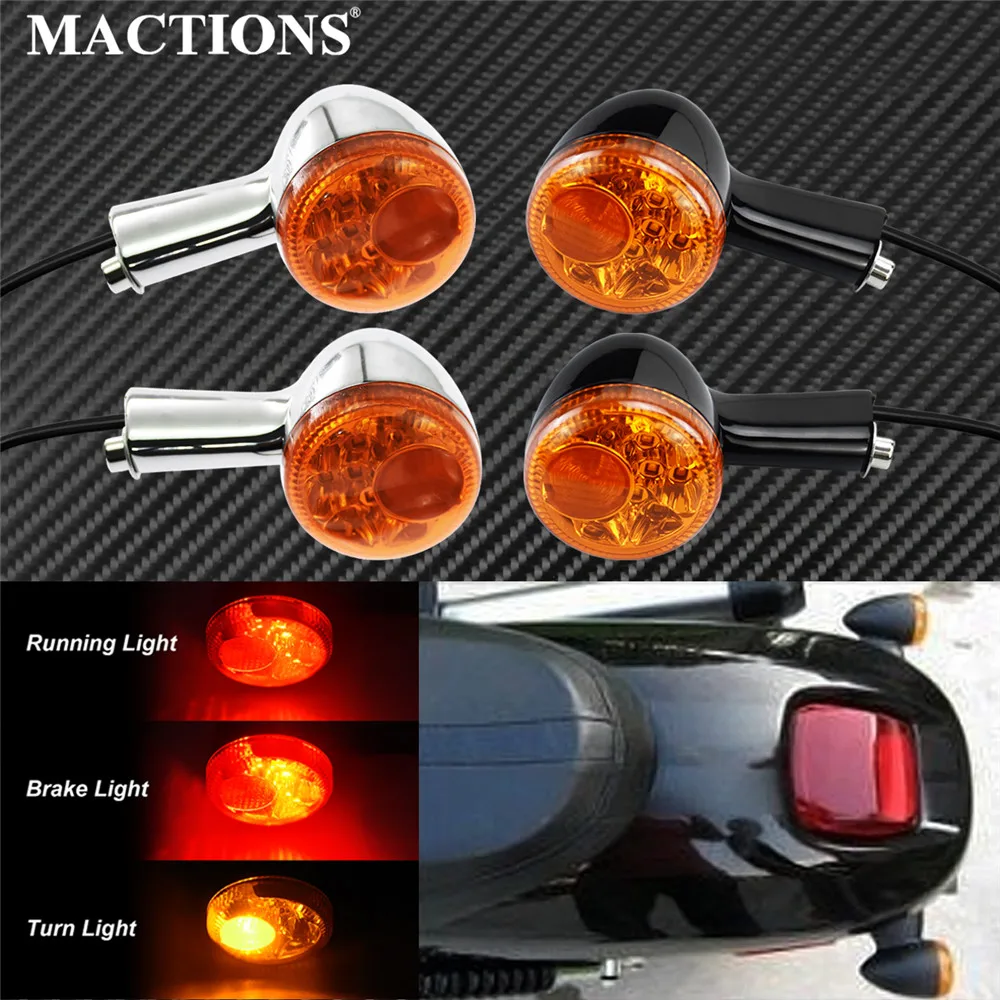 2xMotorcycle Amber Rear LED Turn Signals Brake Lights Indicators Tail ...