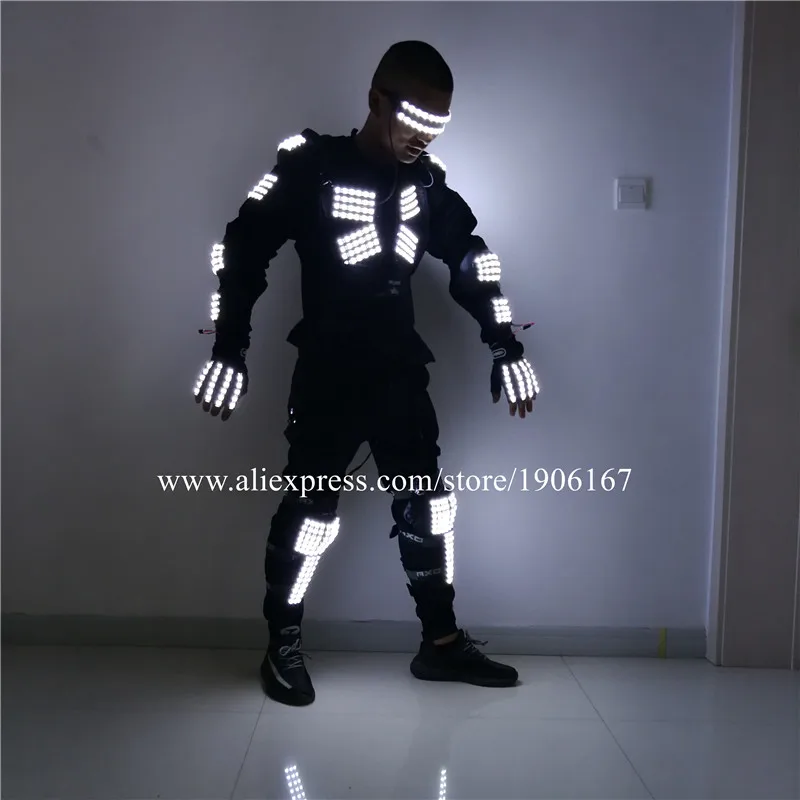 Traje de baile de Robot con LEDs luminosos para hombre, gafas de ...
