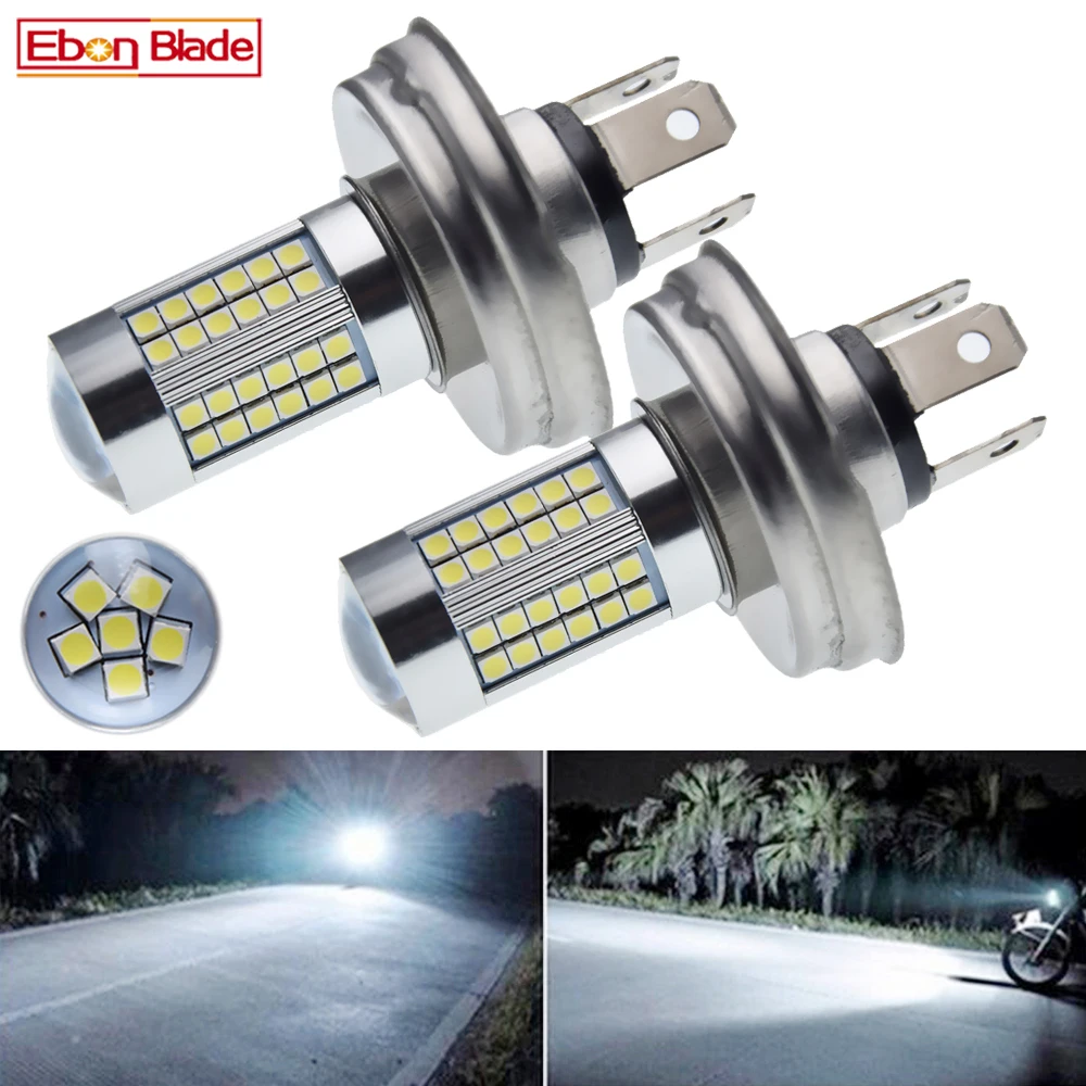 Pair Motorcycle P45T R2 66SMD LED Headlight Lamp High/Low Beam for ...