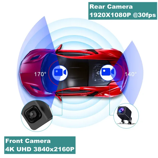 Dash Cam 4K Ultra HD 2160P Sony IMX415 Drive Video Recorder Rearview ...