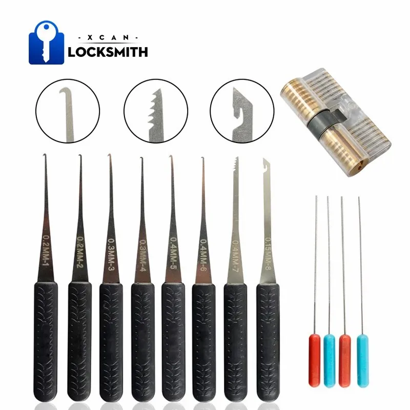 XCAN-12pcs-Locksmith-Hand-Tools-Supplies-Lock-Pick-Set-Visible-Practice ...