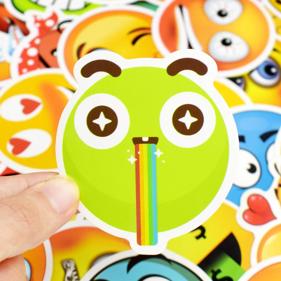 50 PCS Cute Expression Stickers Smile Anger Laugh Cry Funny Face ...
