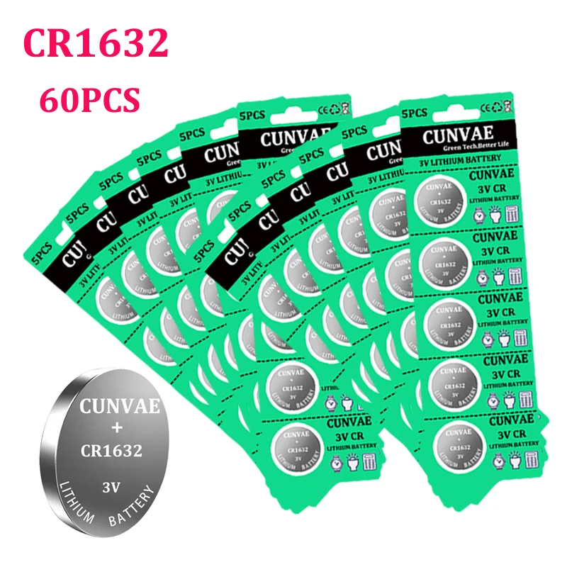 60pcs-1632-Button-Battery-CR1632-DL1632-Lithium-Coin-Cell-Batteries-3V ...