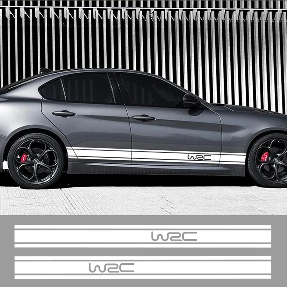 2PCS-Car-Door-Side-PVC-Stickers-DIY-WRC-Styling-Long-Stripes-Graphics ...