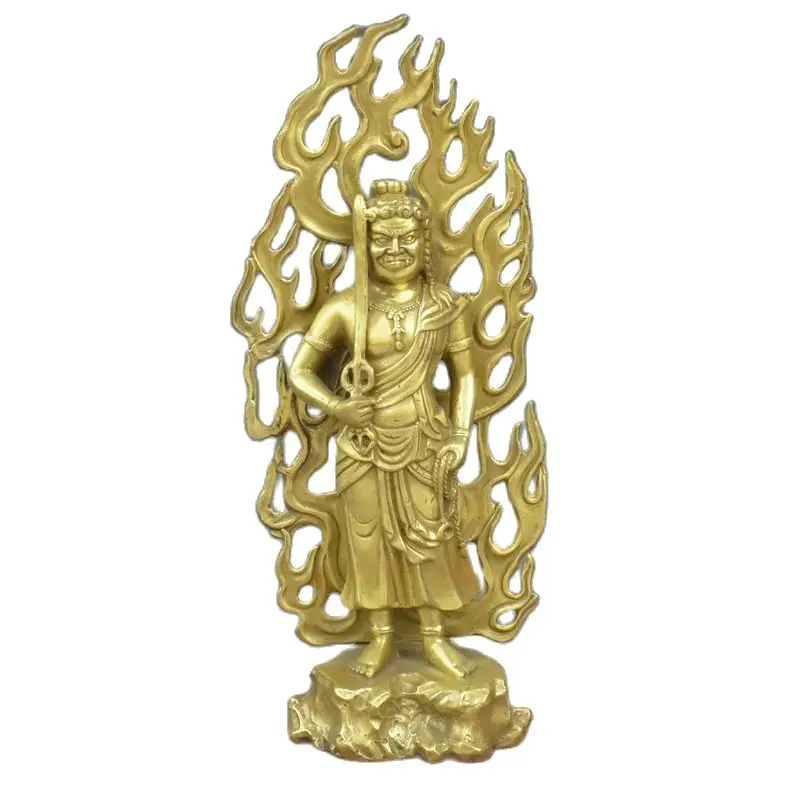 China Old Bronze Statue Worship Fire God Copper Fengshui - Figurines ...