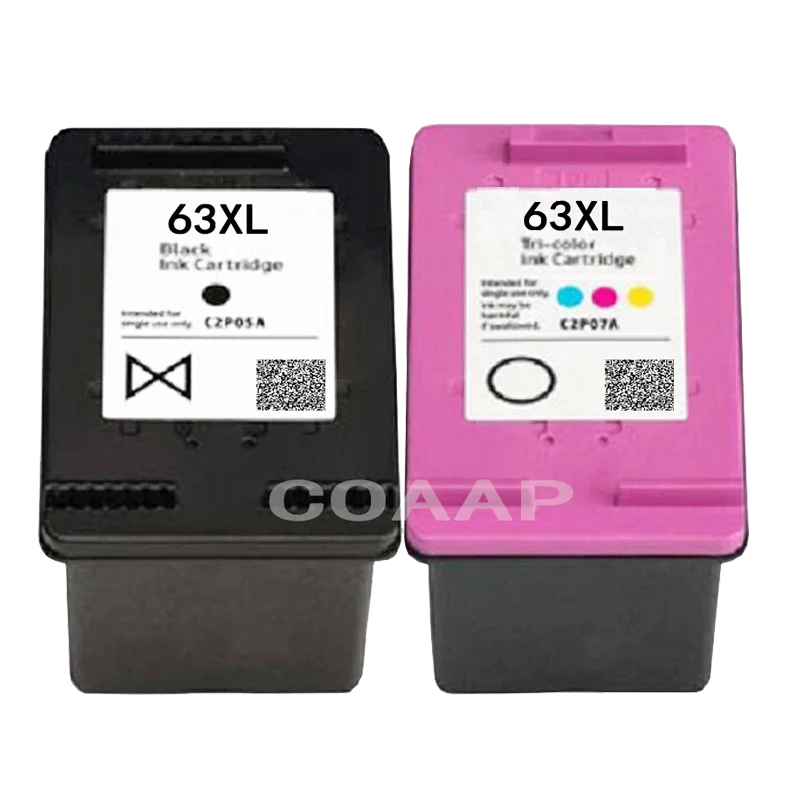 교체용 잉크 카트리지, HP 데스크젯 3630 3632, 오피스젯 4652 4655 프린터용, 리필 HP63XL HP63 F6U64A