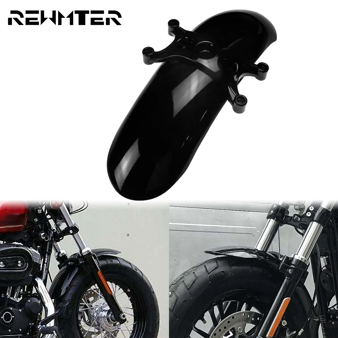 Gloss-Black-Motorcycle-Front-Fender-Mudguard-Guard-Wheel-Extension ...