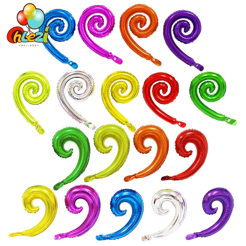 10pcs Kurly Spiral Wave Foil Balloon Birthday Wedding Party Modeling ...