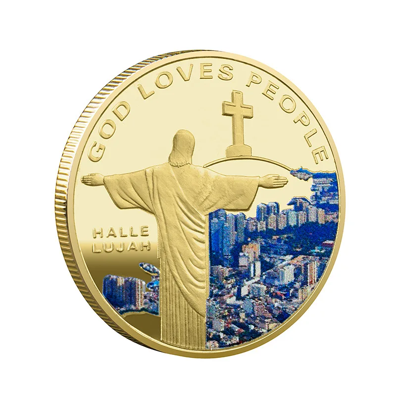 Jesus Christ Metal Commemorative Coin, Gilded Silver Coin, Religious ...