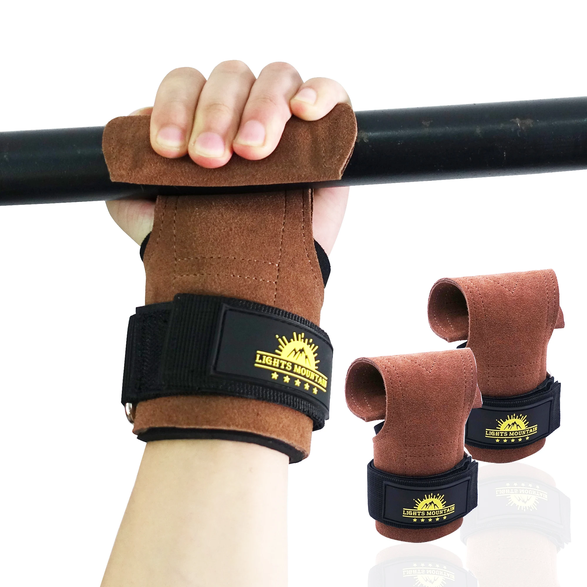 Pack fitness,Équipements de fitness larges 1 paire de poignées en cuir pour haltérophilie ...