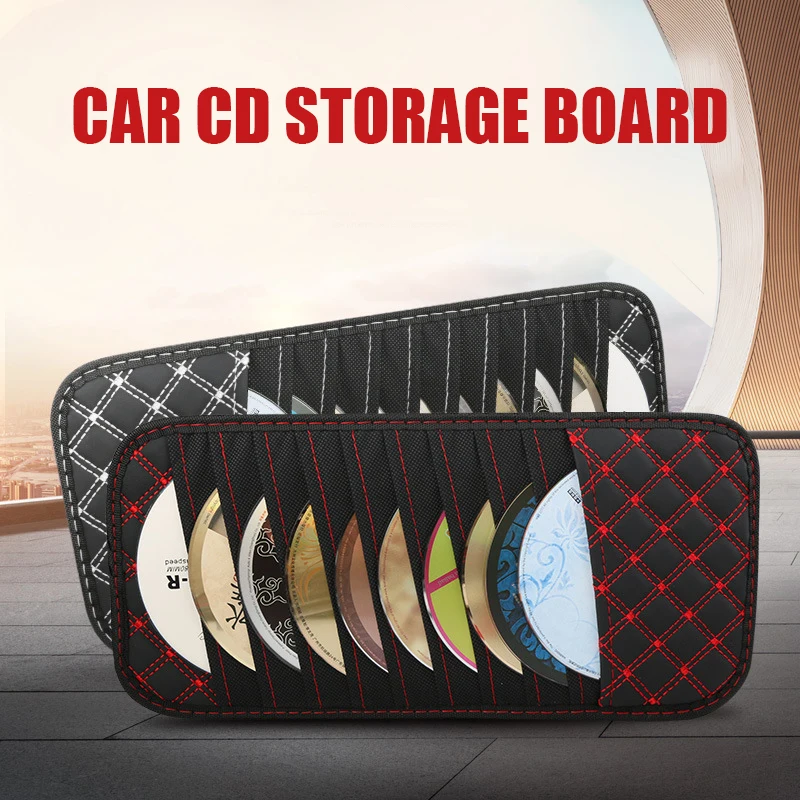 Car CD DVD Holder Bag Disc PU Leather Organizer Case for Card/Bill Sun Visor Sunshade Storage ...