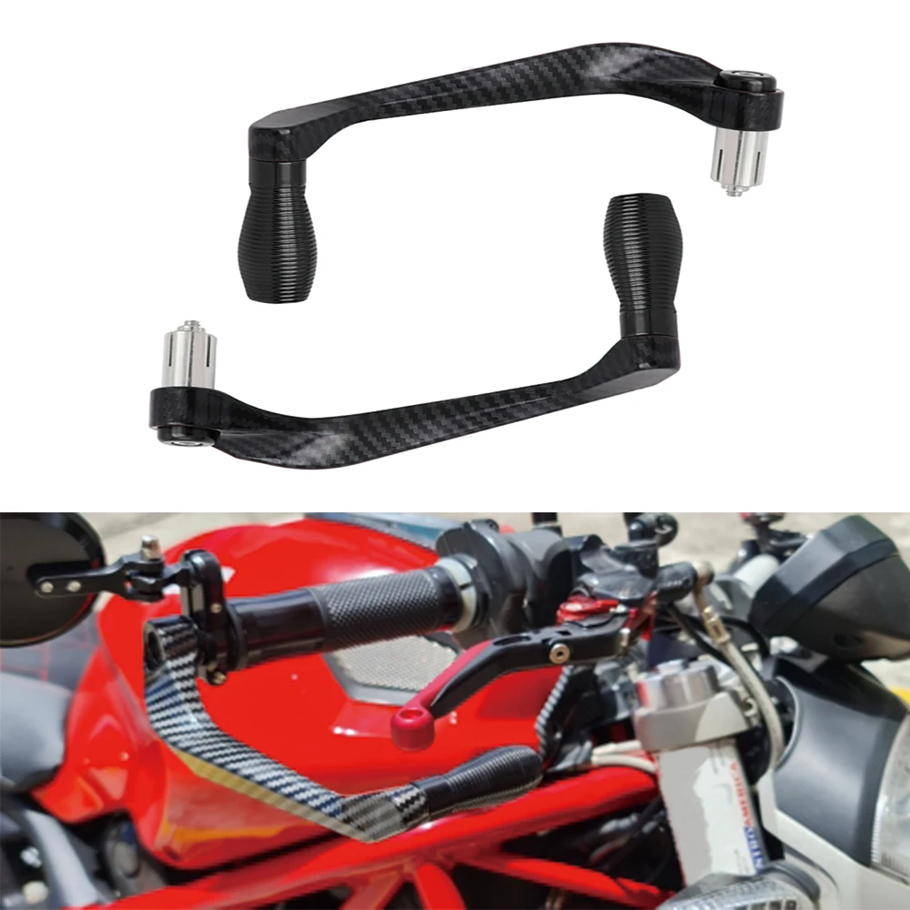 Motorcycle-Carbon-Fiber-Look-Handlebar-Grips-Guard-Brake-Clutch-Levers ...