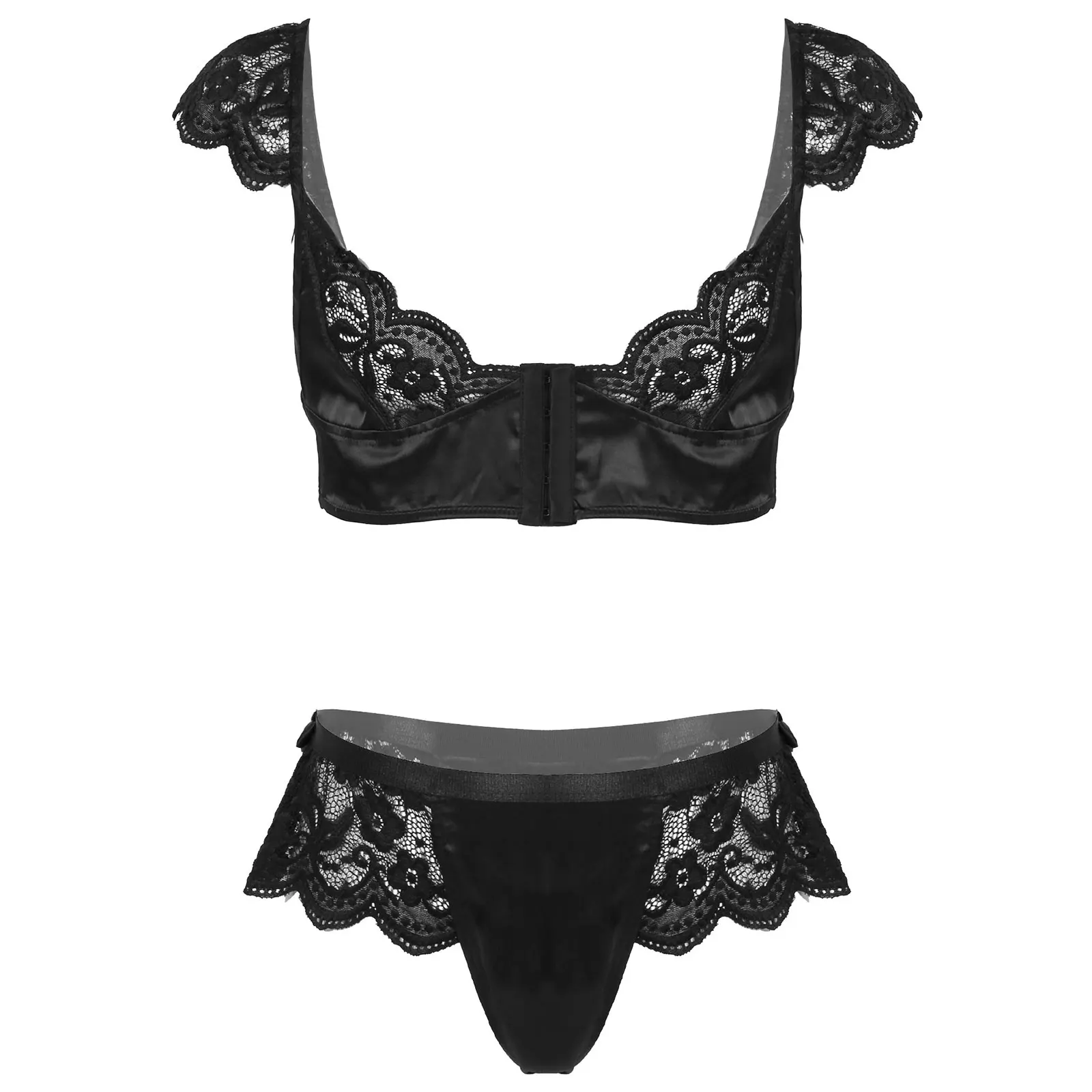 Conjunto De Lencería Sexy Crossdresser Sissy Para Hombre Sujetador Con