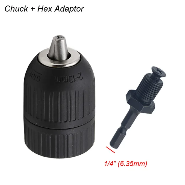 Keyless Drilling Chuck 2-13mm Converter 1/2"-20UNF Thread Quick Change ...