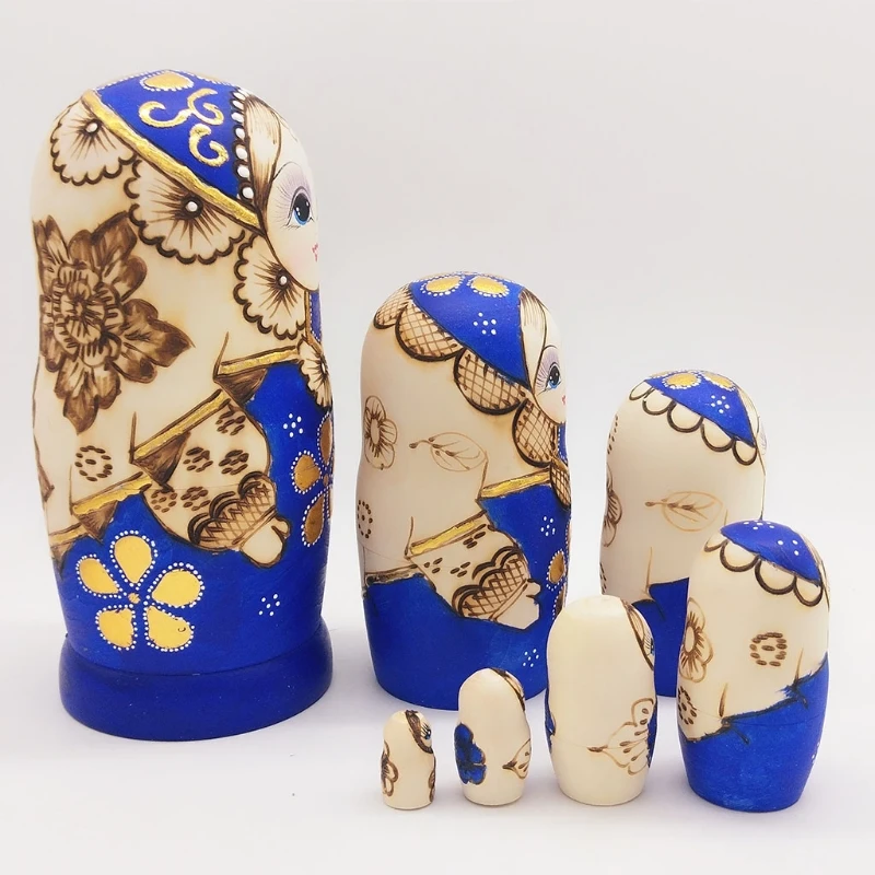 7pcs-Blue-Russian-Nesting-Dolls-Wooden-Matryoshka-Toys-for-Children ...