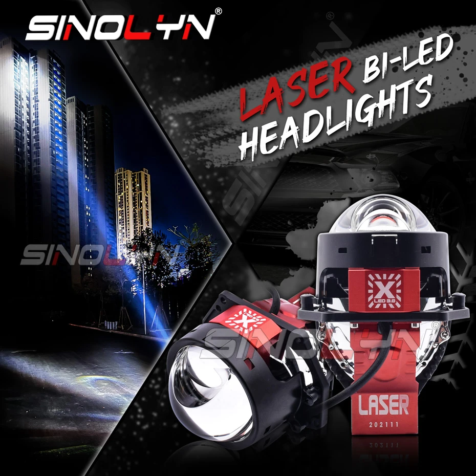 Sinolyn 3 Inch Laser Hyperboloid Car Lamps Bi Led Projector Lenses For ...