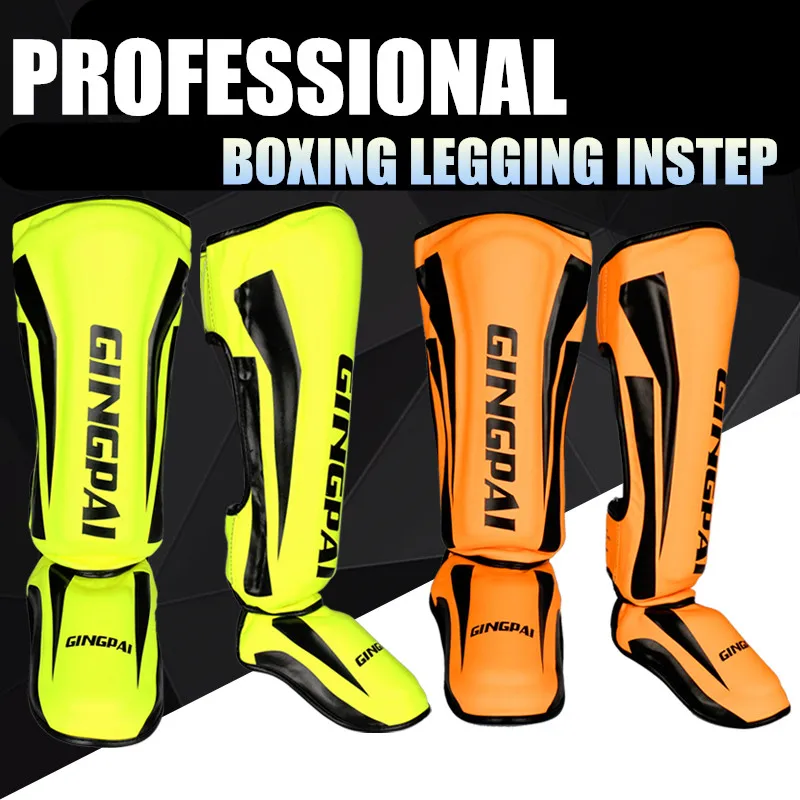 Youth-Adult-MMA-Boxing-Shin-Guards-Kickboxing-Ankle-Support-Equipment ...