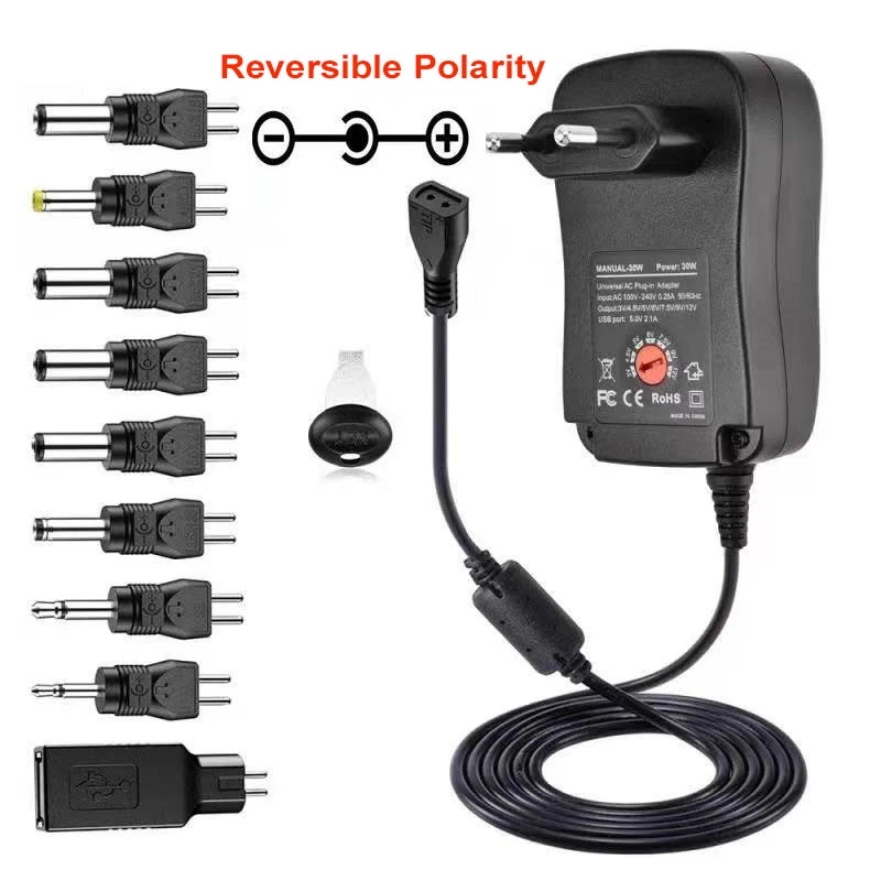 30w 3v To 12v 2a/2.5a Ac/dc Adapter Us/eu/uk/au Adjustable Power ...
