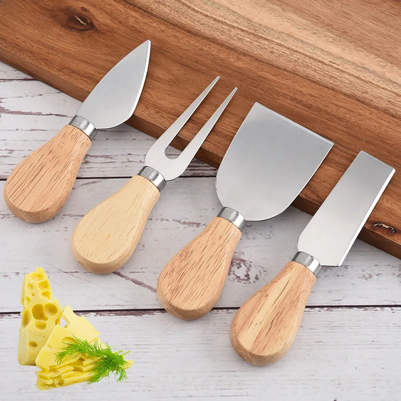 4Pcs-Steel-Stainless-Cheese-Knives-with-Bamboo-Wood-Handle-Cheese ...