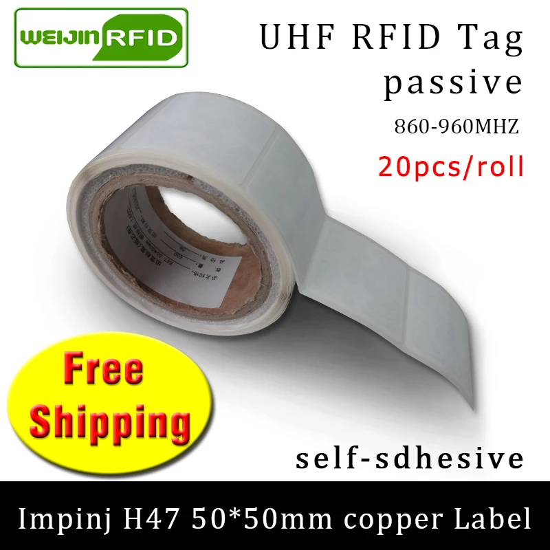 UHF RFID 태그 스티커 Impinj H47 인쇄용 구리 라벨 915mhz868mhz EPC6C, 접착제 수동 RFID 라벨, 20 개입|RFID 태그 & 카드 ...