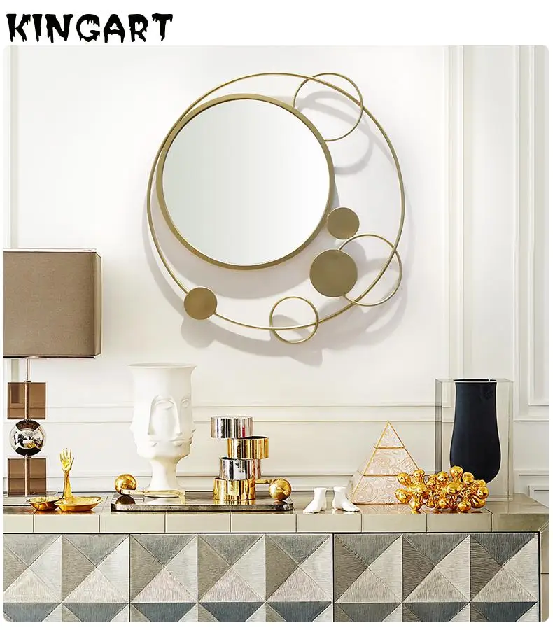 Espejo de pared grande con marco de Metal, espejo redondo decorativo ...