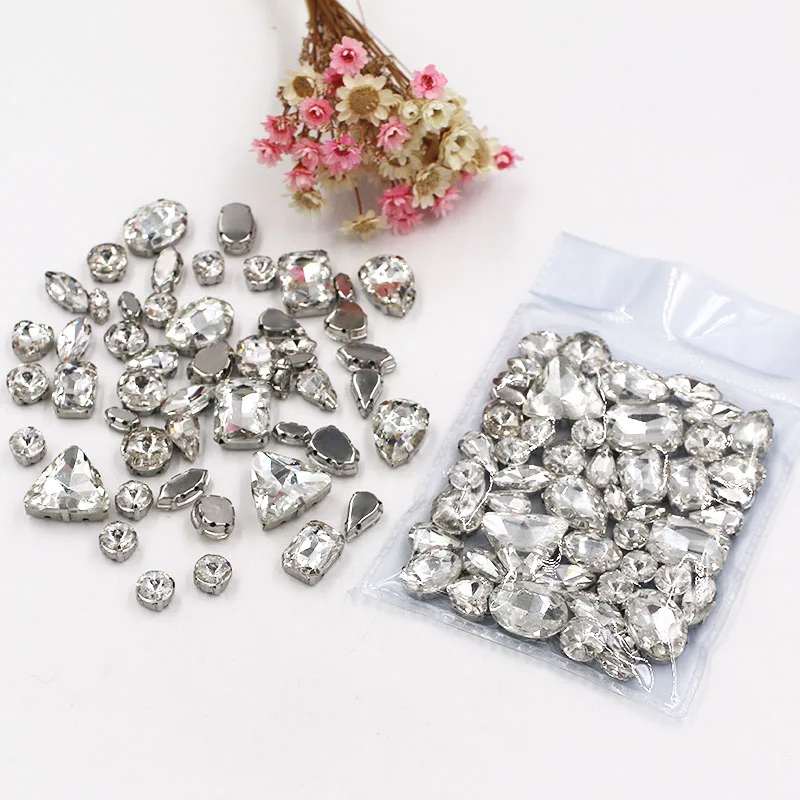 Wedding Decorations Mixed Shape Clear White Glass Crystal Sewing ...