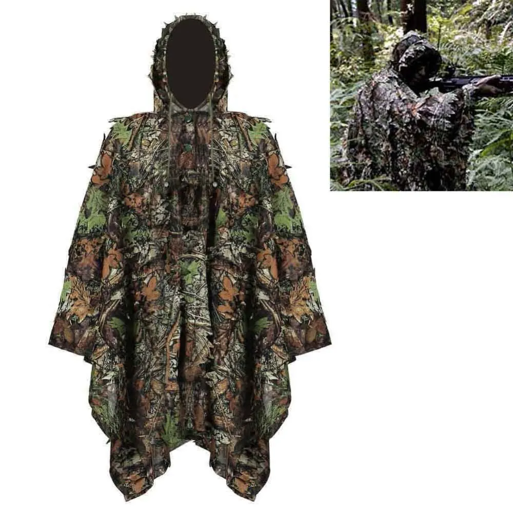 Outdoor 3D Bladeren Camouflage Poncho Camo Cape Mantel Stealth Pak ...