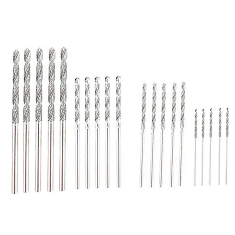 Diamant Bohrer Set 20 Stück 4 Größen 1mm 1,5mm 2mm 2,5mm Twist Spitze ...