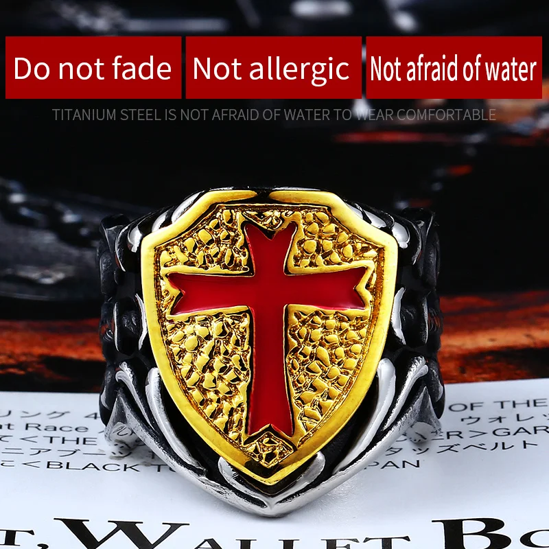 Stainless Steel Shield Ring | Knights Templar Jewelry | Stainless Steel ...