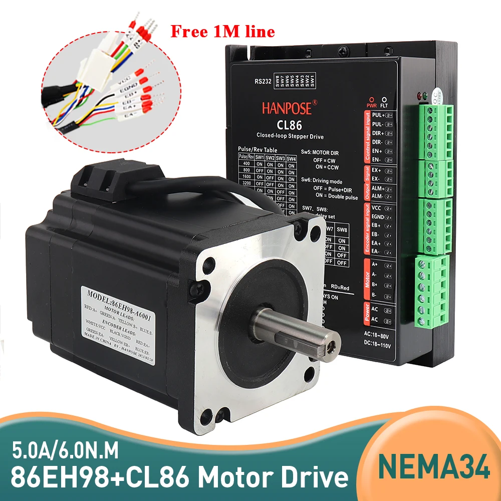 Closed-Loop-Stepper-Motor-Kit-5-0A-6N-m-Hybird-Servo-motor-Driver-CL86 ...